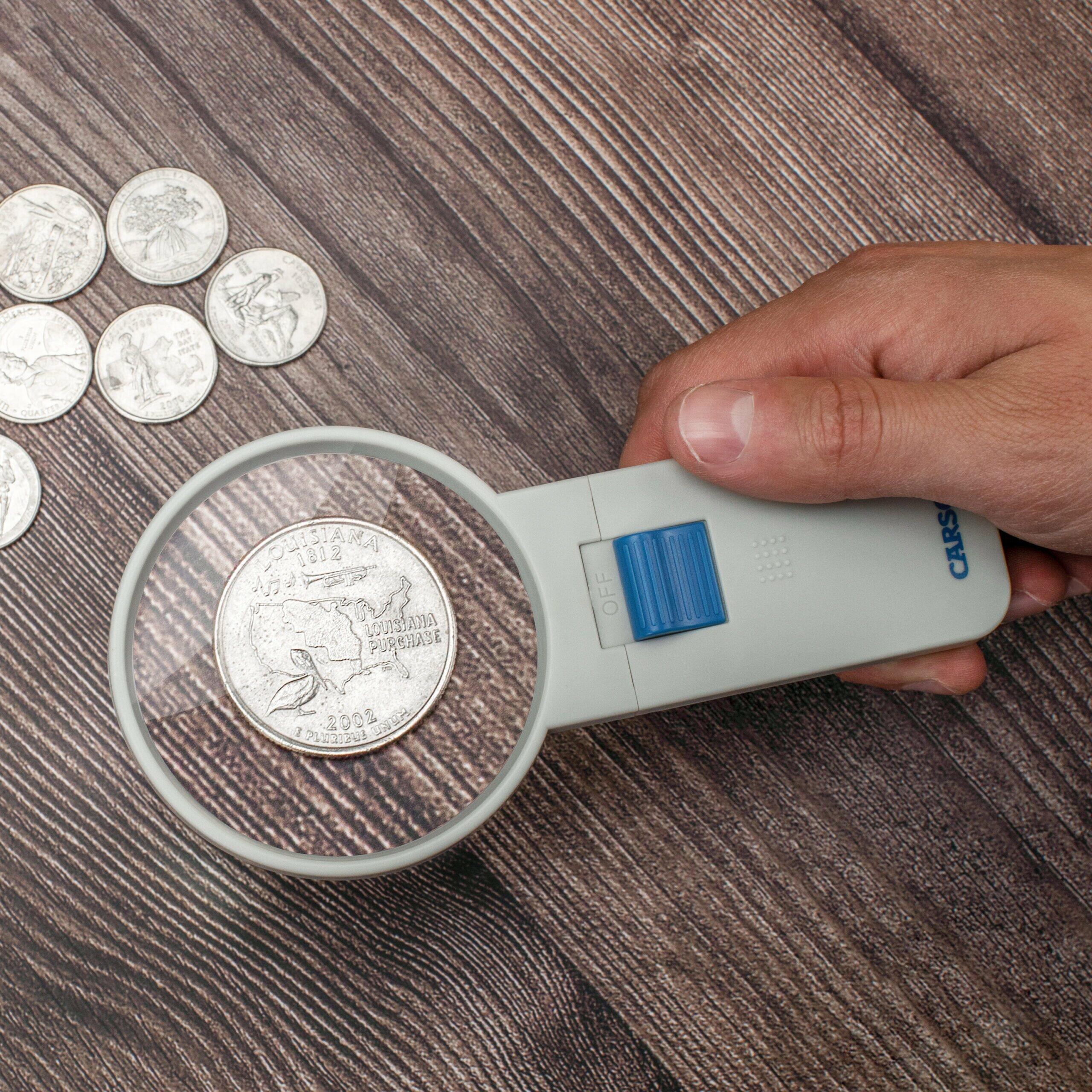 Carson LED Lighted Illuminated 3.0" 4x Magnification HandHeld Magnifier ...